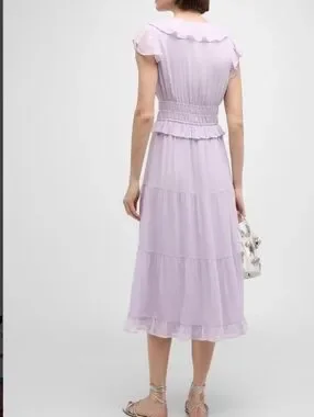 PAIGE | Dresses | Paige Womens 0 Silk Purple Ruffle Whimsical Tiered ...